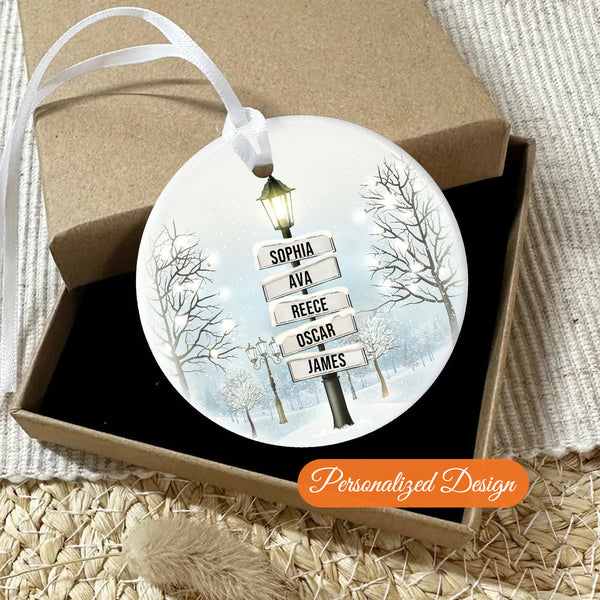 Personalized Family Color Christmas Tree Sign Post Ornament - callown